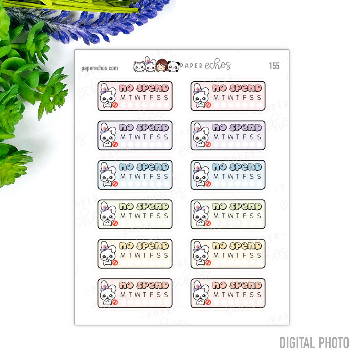 No Spend Tracker Functional Stickers /R128 | PaperEchos