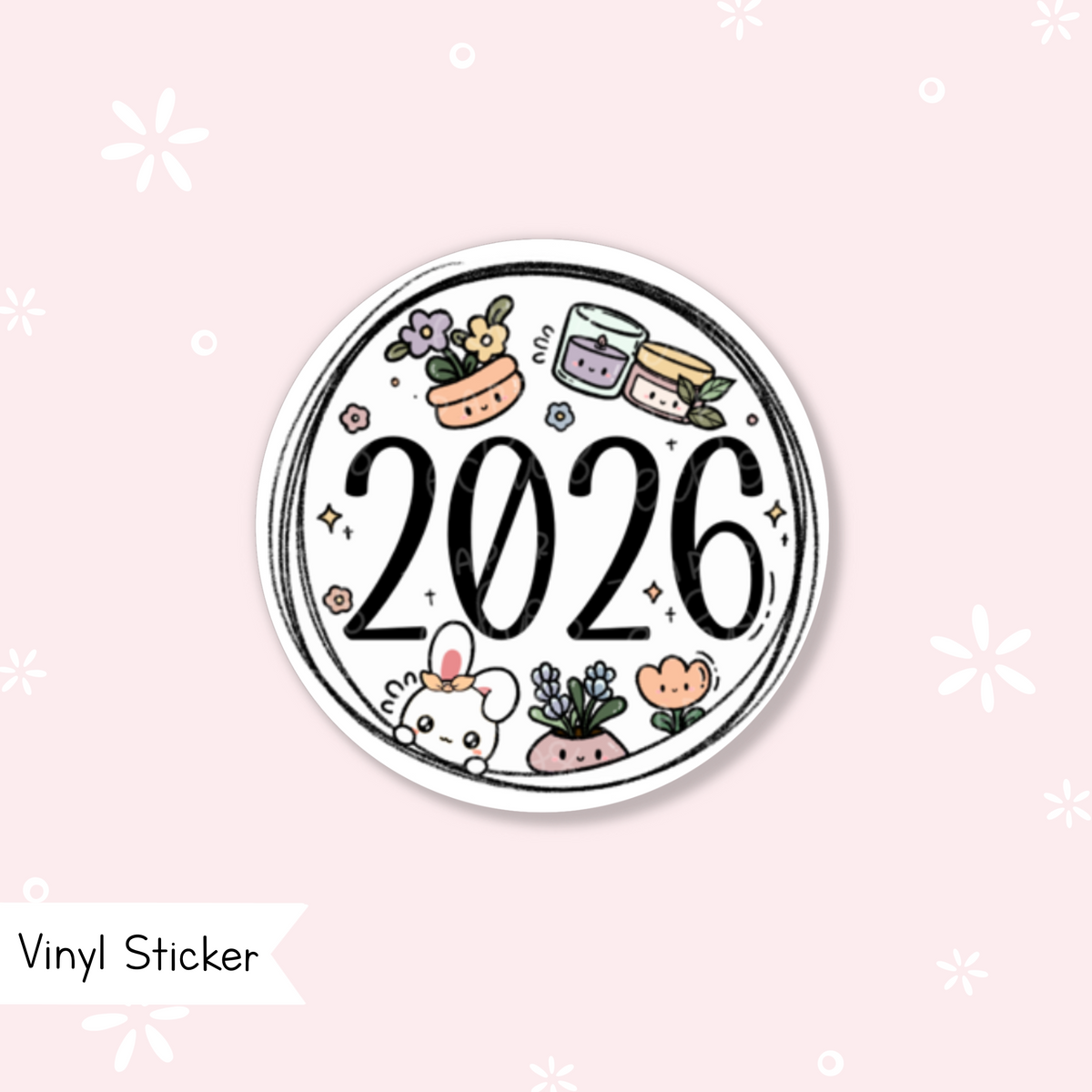 2026 Floral Vinyl Die Cut Sticker / DT004 | PaperEchos
