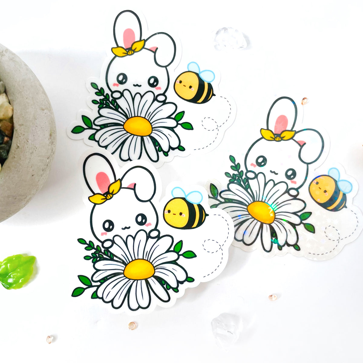 Sugar Bun Bee Flower Vinyl Die Cut Sticker /D088 | PaperEchos