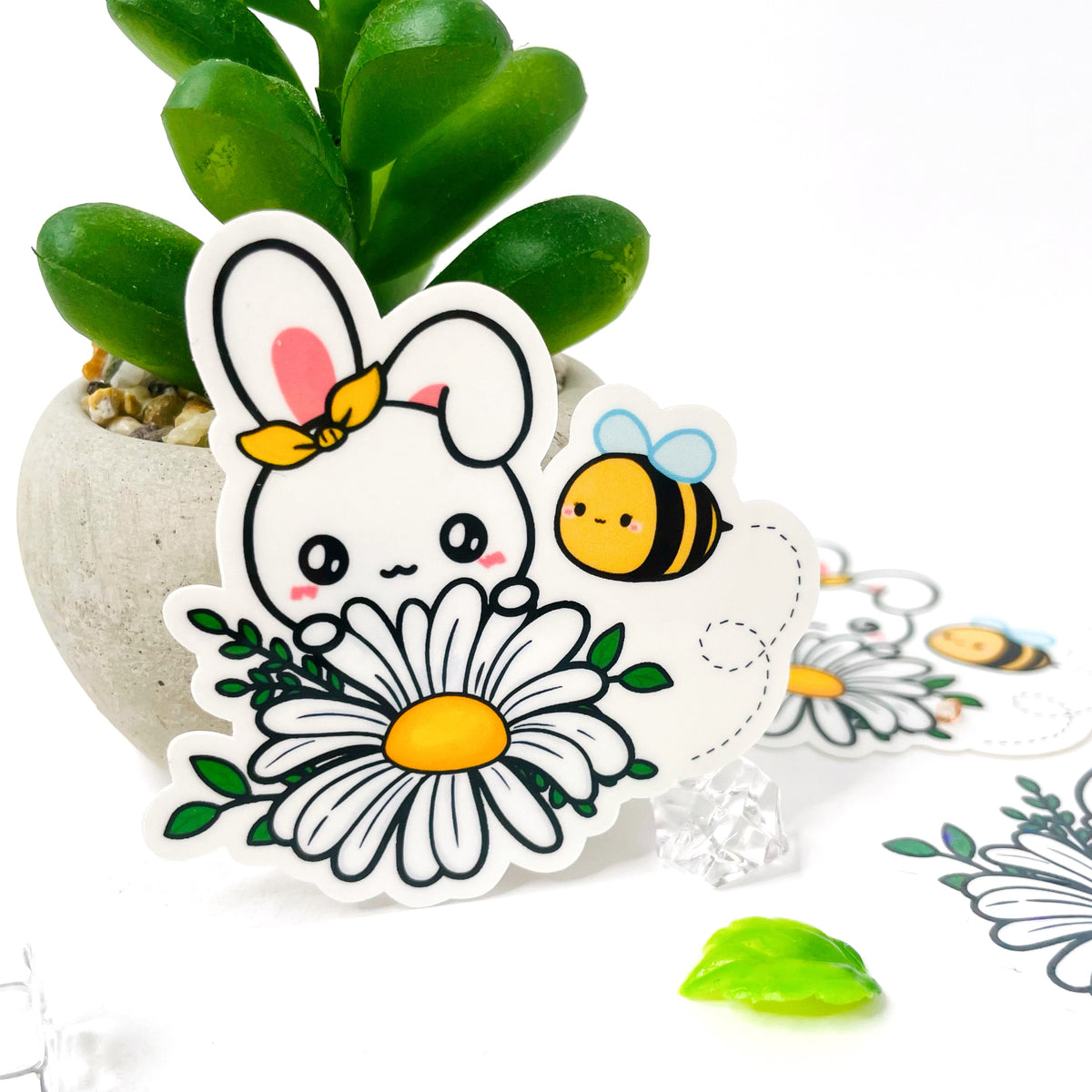 Sugar Bun Bee Flower Vinyl Die Cut Sticker /D088 | PaperEchos