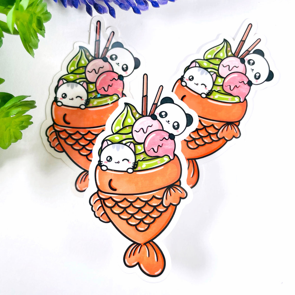 Taiyaki Ice Cream Vinyl Die Cut Sticker /D103 | PaperEchos